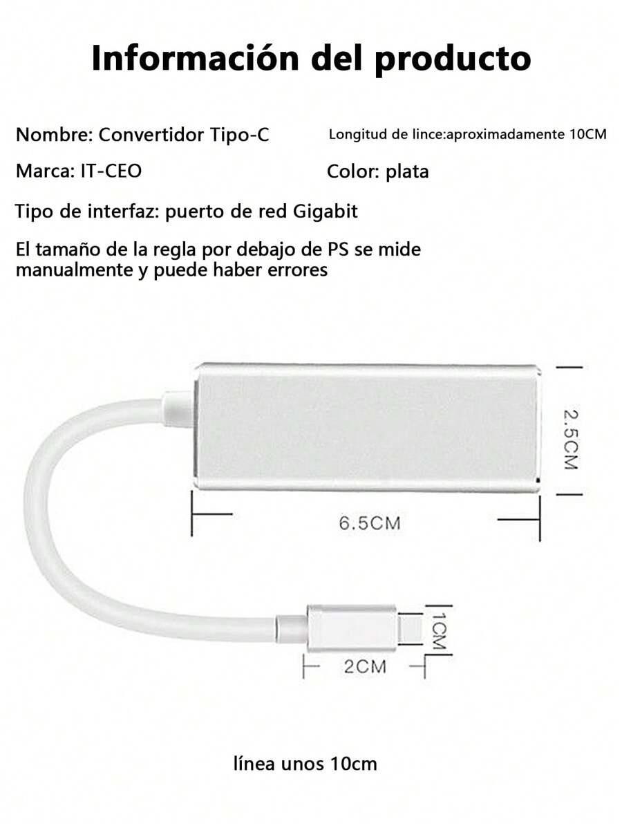 Adaptador de USB a Ethernet, Convertidor de red LAN alámbrica Gigabit ...