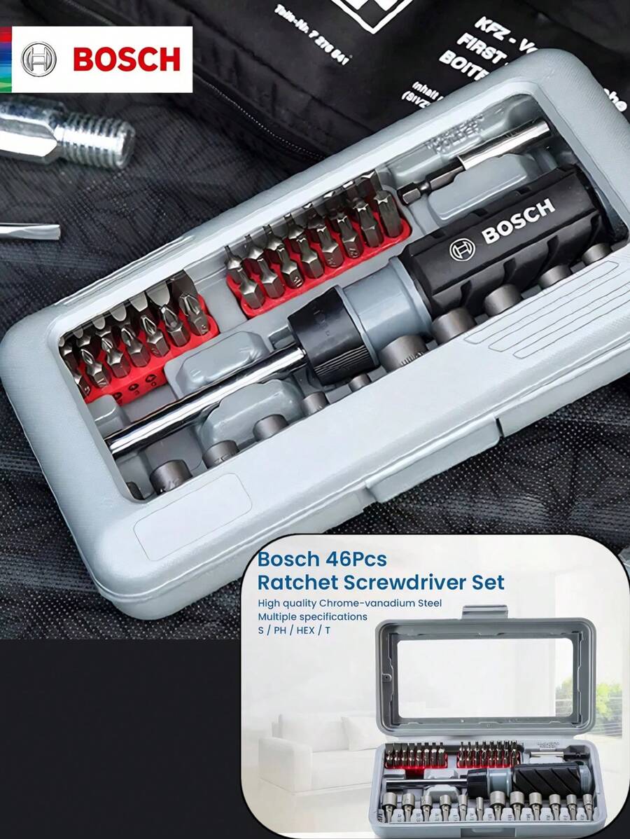 bosch Bosch 46-Piece Ratchet Screwdriver Set Precision Screwdriver Bit ...