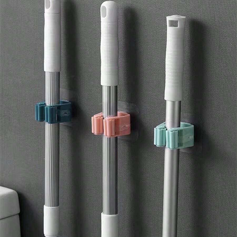 3pcs Mop Hooks, Bathroom Wall-Mounted Mop Holders, Screwless Seamless ...