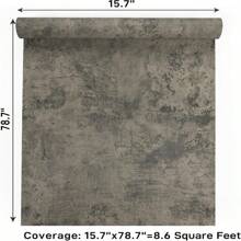 1 Roll Of Imitation Concrete Brown Wallpaper Thickened PVC 15.7inX39.6/ ...