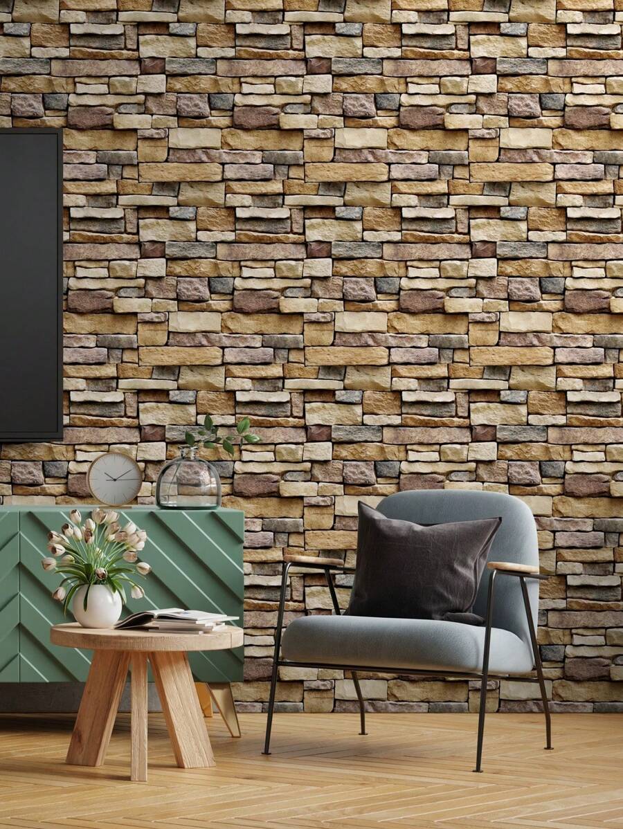 1M/3M 1pc Self-Adhesive Stone Brick Wallpaper - Easy To Peel And Stick ...