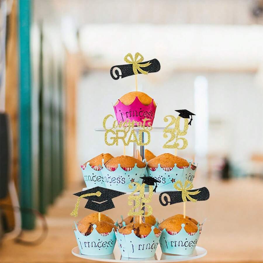 12 pièces Décorations de cupcakes pour la remise des diplômes 2025 ...