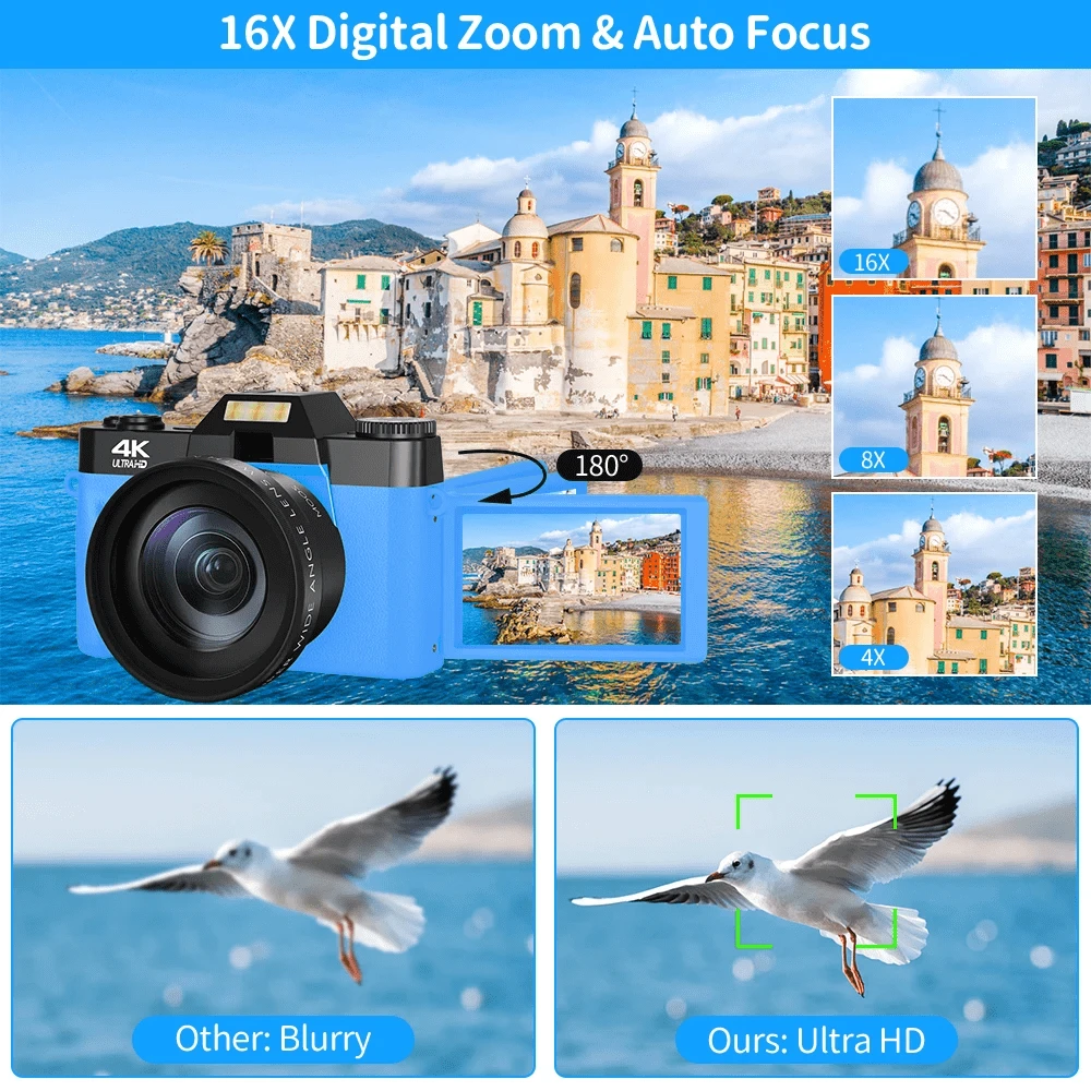 Fotocamera digitale 4K per fotografia e video - Fotocamera digitale a ...