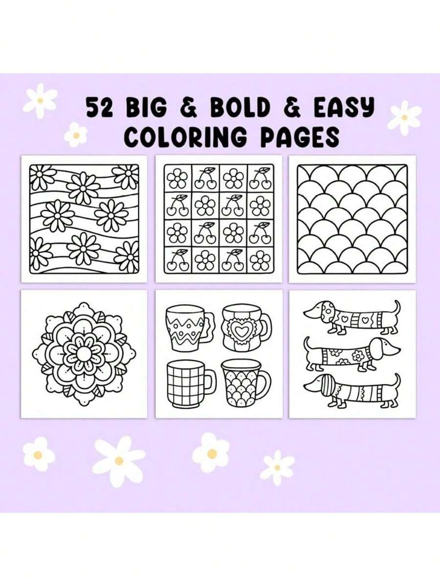 Comfy Patterns: 56Page Coloring Book For Adults, Bold And Easy, Simple ...