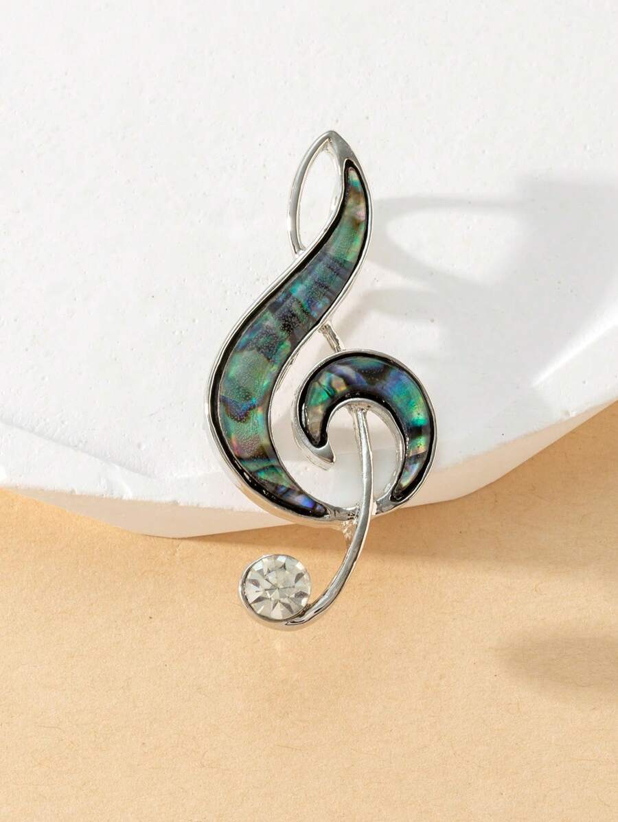1pc Alloy Abalone Shell Musical Note Brooch, Can Be Used As Pendant ...