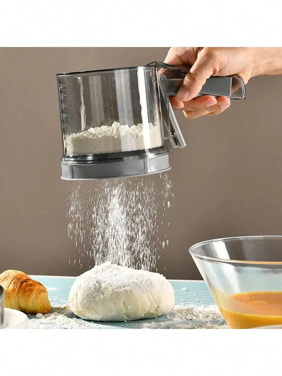 PP Double Layer Covered Semi-Automatic Handheld Flour Sieve For Flour ...