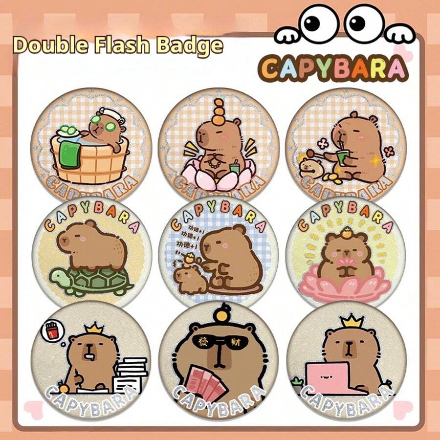 1 pièce Badge Capybara Bave - Badge Capybara - Surface laser cool ...