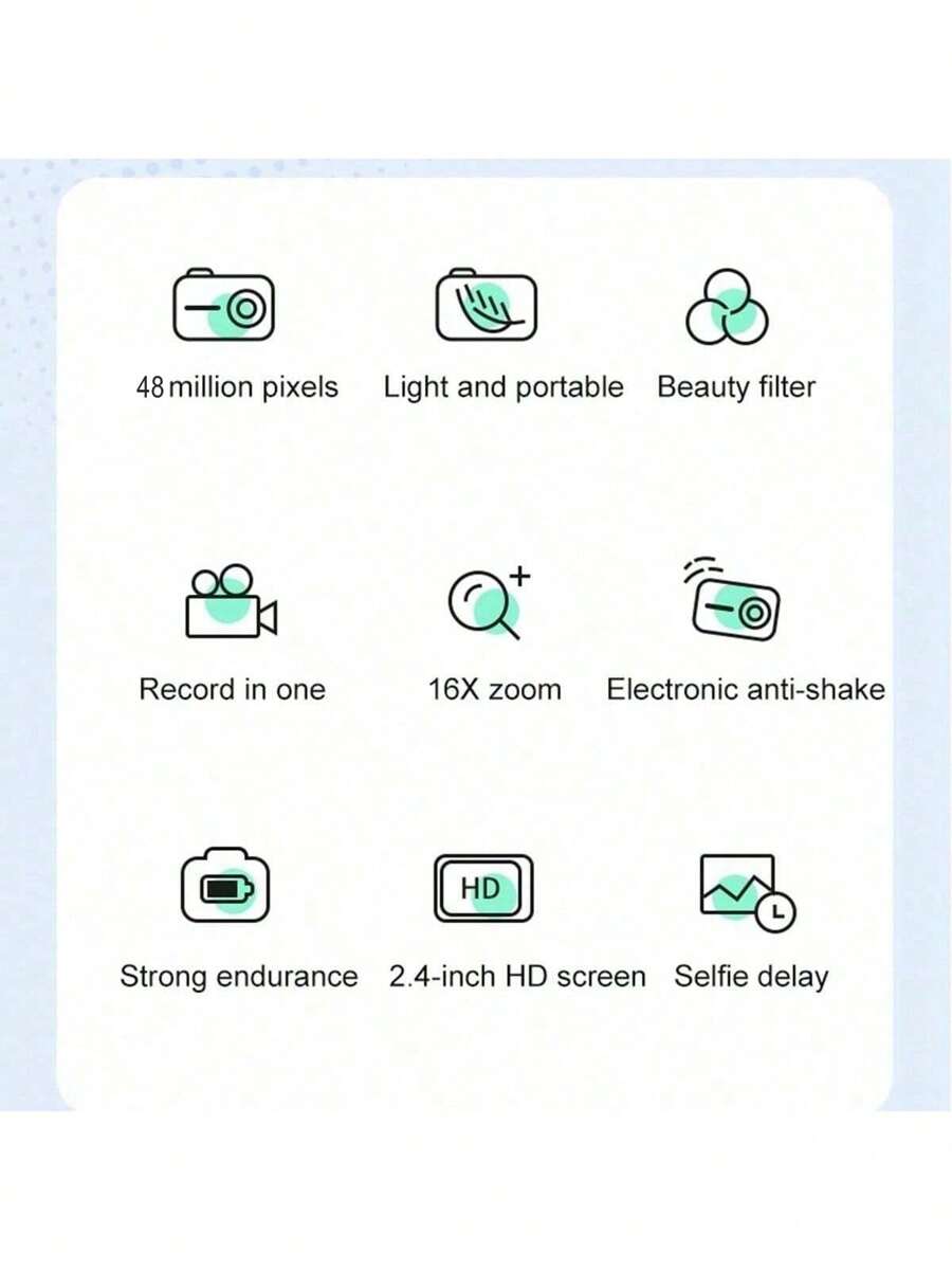 Auto Focus 48MP 4K Face Detection 2.4-Inch 16X Zoom Rechargeable ...