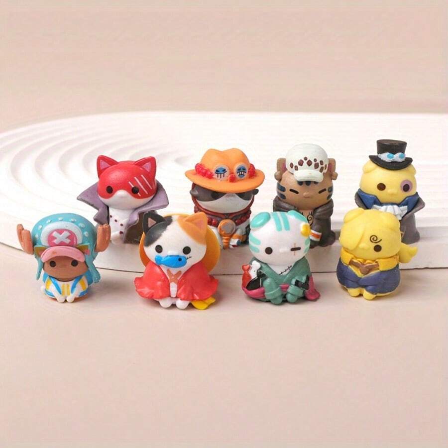 ONE PIECE 8pcs/Set One Piece Cos Cat Action Figure Toy Wanno Country ...