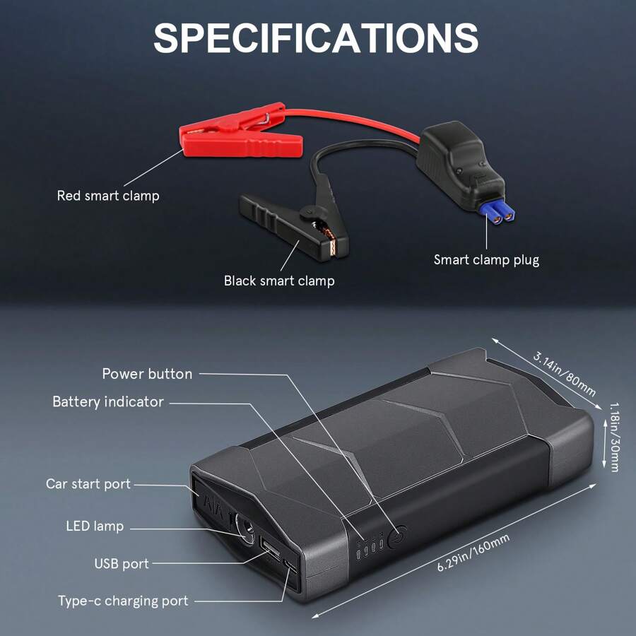 Car Battery Jump Starter,Portable Jumpstart Starters Engine Auto ...