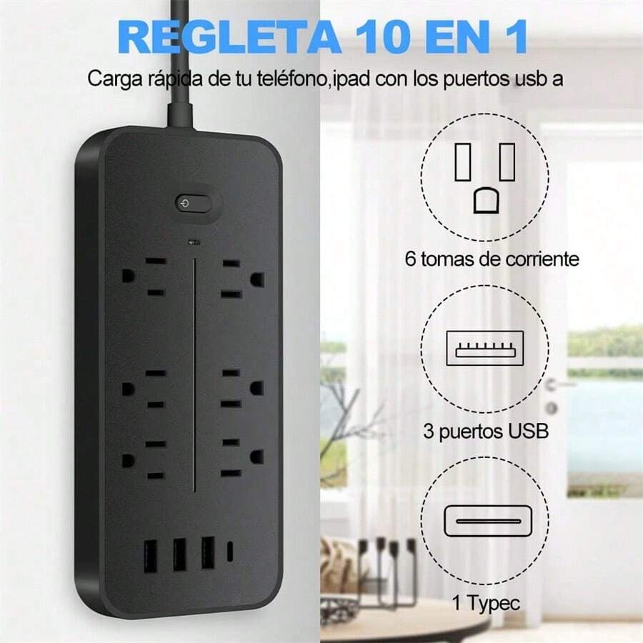 Power Board Surge Protector With USB Port (3A&1C), Outlet Extender ...