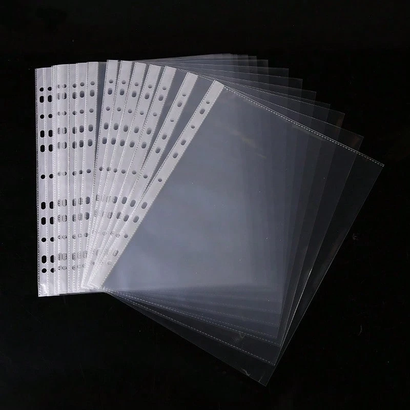 100pcs 11-Hole A4 Size Clear Plastic Document Sleeves, Efficient Filing ...