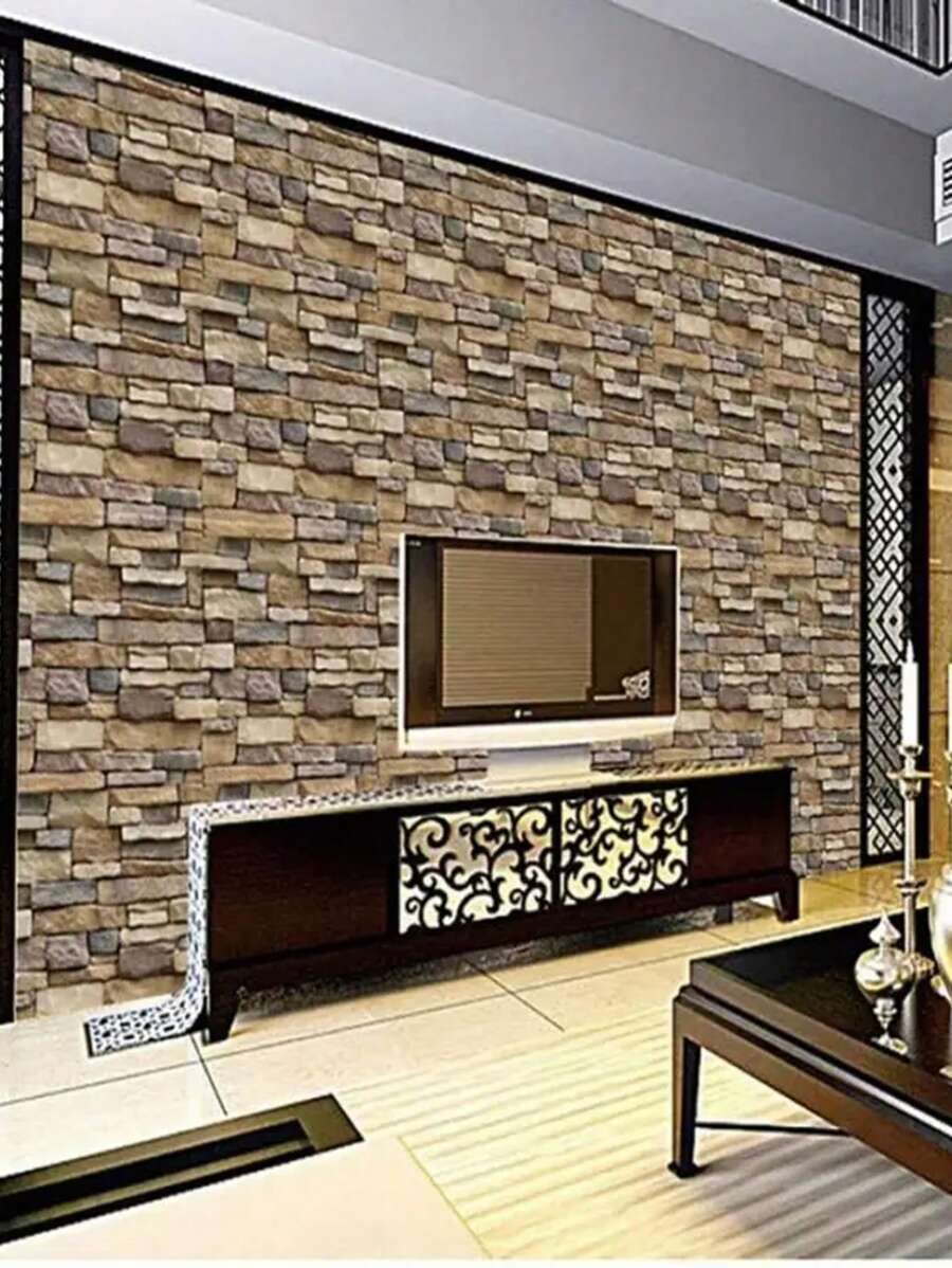 1M/3M 1pc Self-Adhesive Stone Brick Wallpaper - Easy To Peel And Stick ...