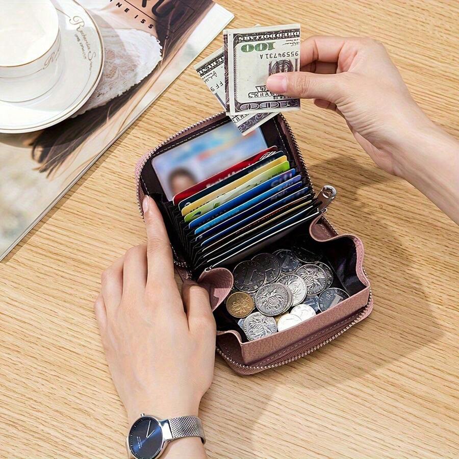 Women Wallets Short Anti-Theft Zipper Purse Fashion PU Leather Purses ...