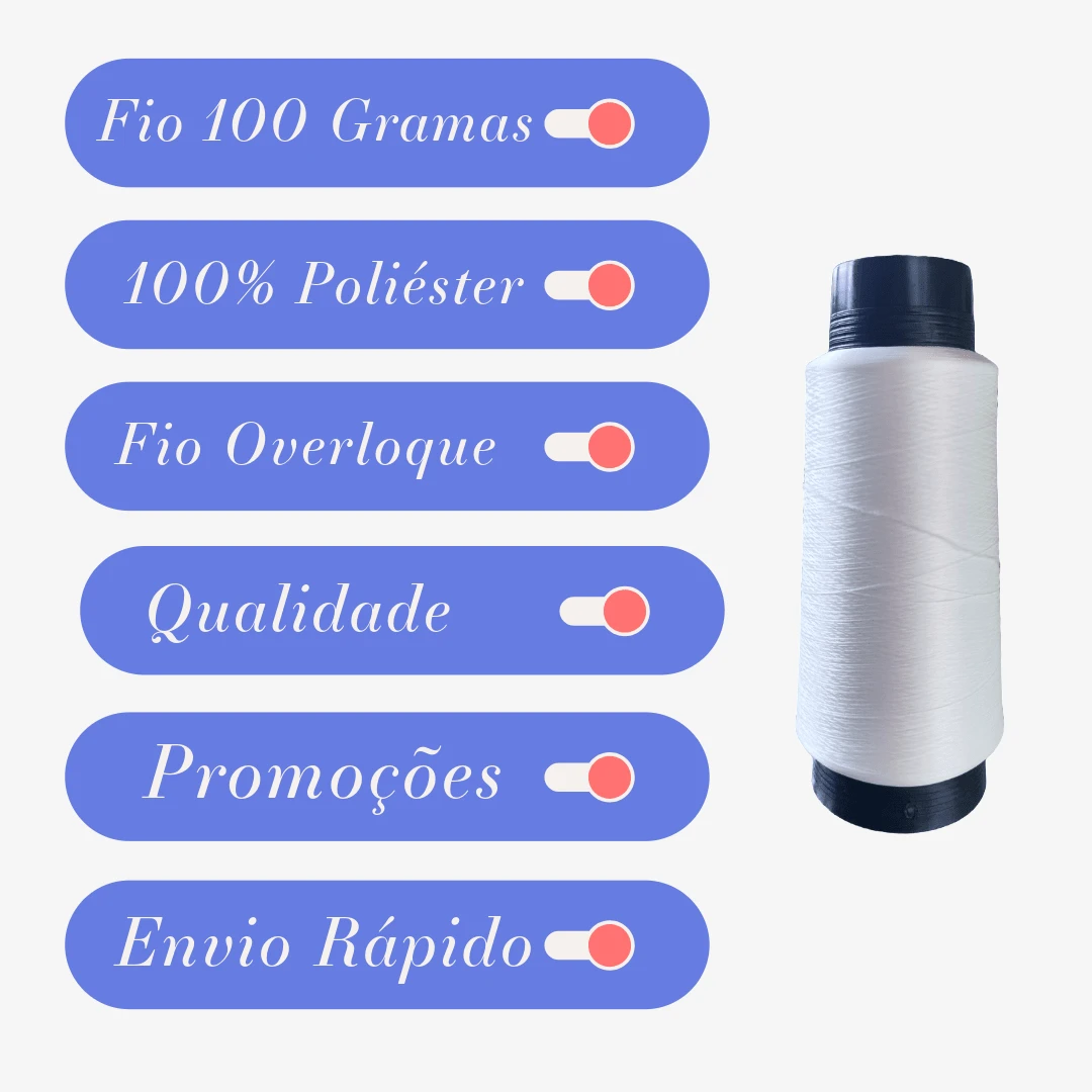 Kit 2 Threads For Overlock, 100g Each Cone, Color White, Black ...