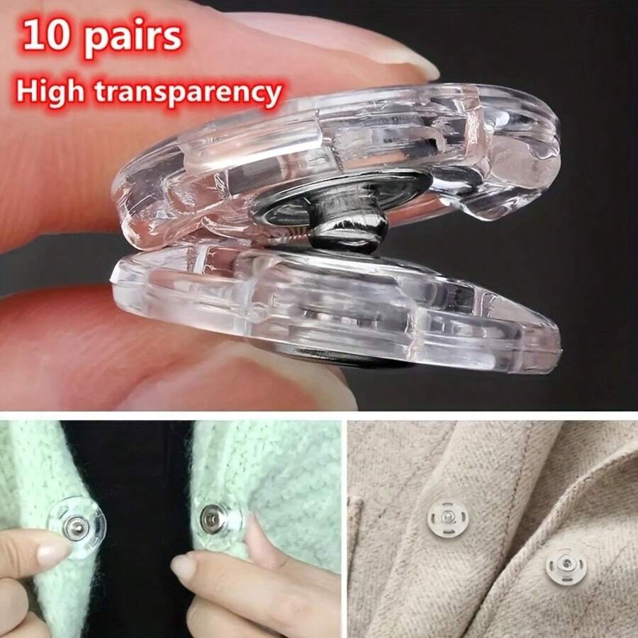 10 pares de broches transparentes invisibles y sin costuras, broches ...