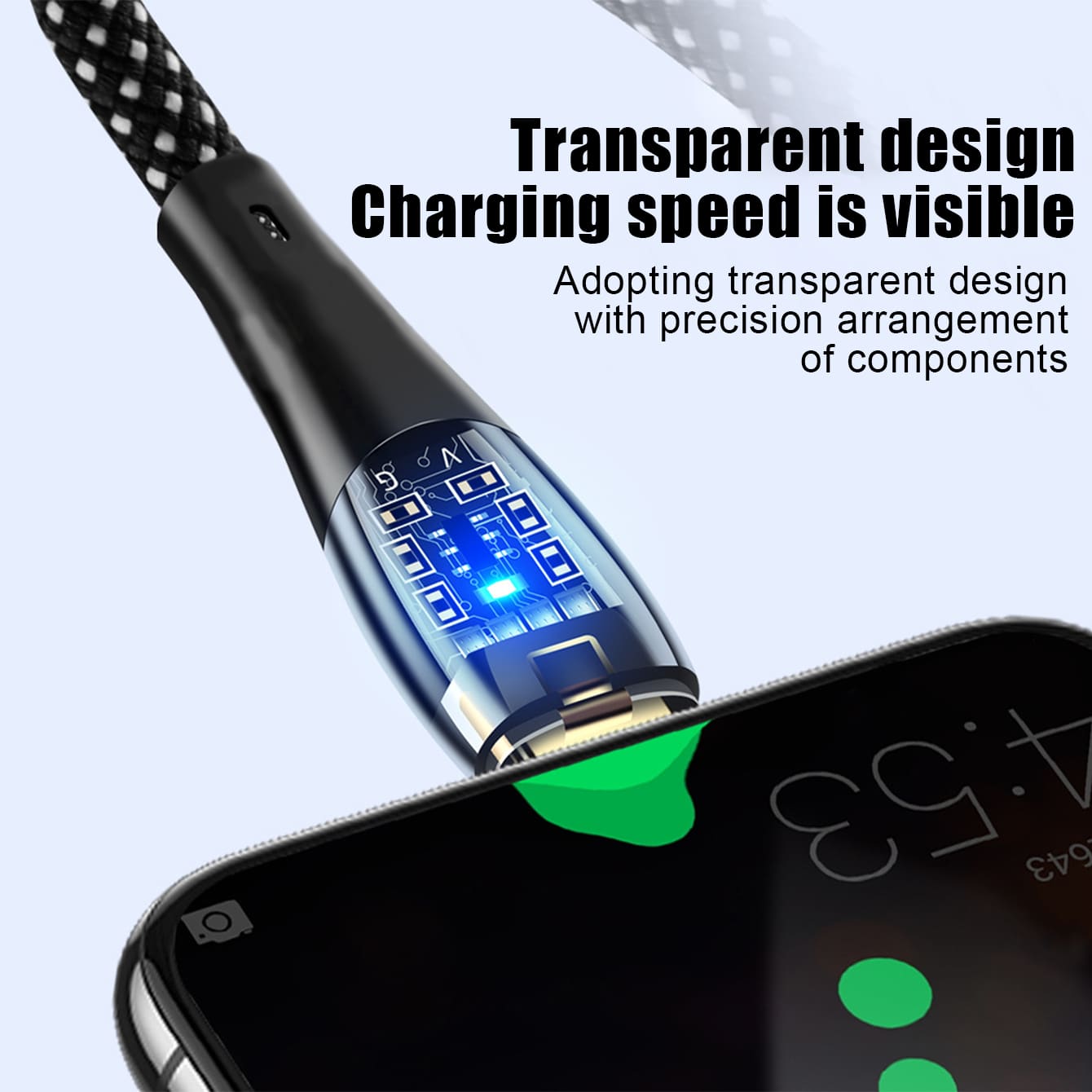 شاحن USB ثنائي الموصل شفاف، كبل USB C إلى USB C لشحن سريع ونقل البيانات في مختلف السيناريوهات ...