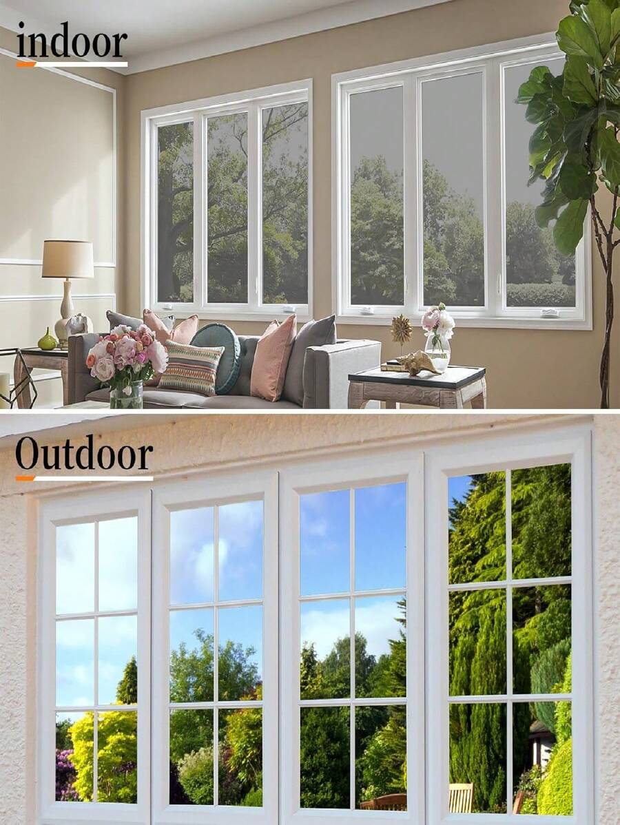 Window Film One Way Mirror Film Daytime Privacy Static Non-Adhesive ...