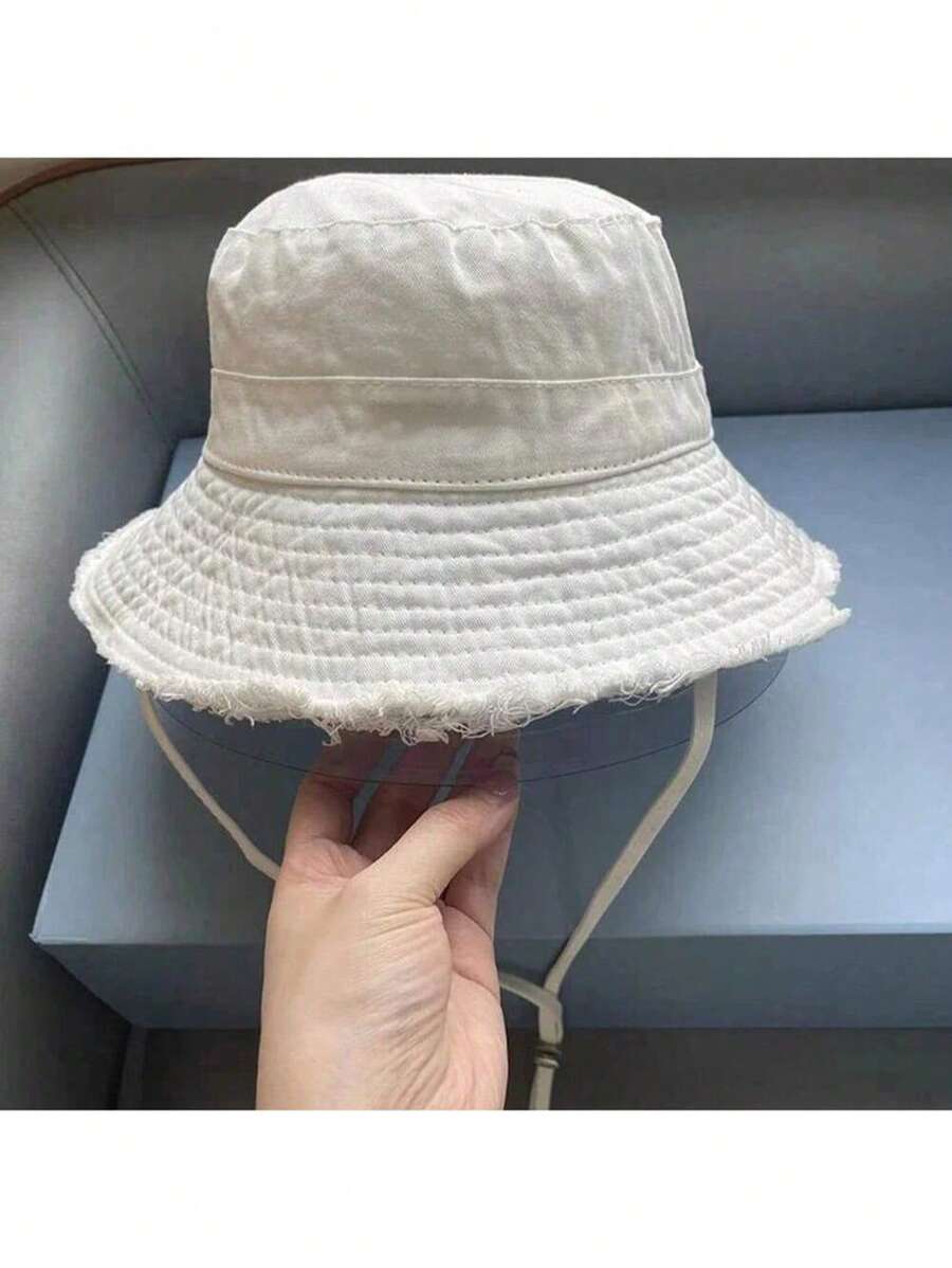 Fringed Brim Bucket Hat, Suitable For Outdoor Activities, Sun ...