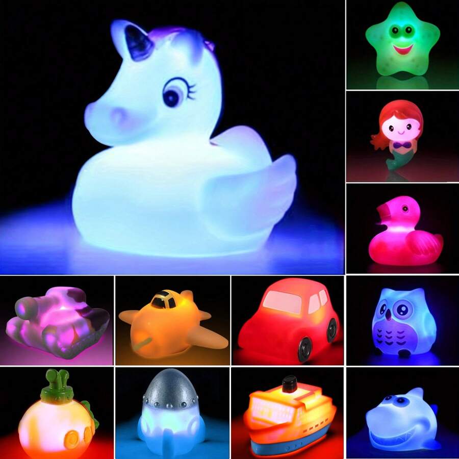 Bath Toys 2 Year Old Light Up Ocean Bath Toys - 6 Floating LED Animals ...
