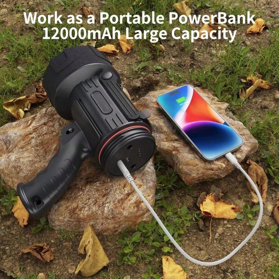 Rechargeable Spotlight Flashlight 1000 000 Lumens Hand Held Spotlight ...