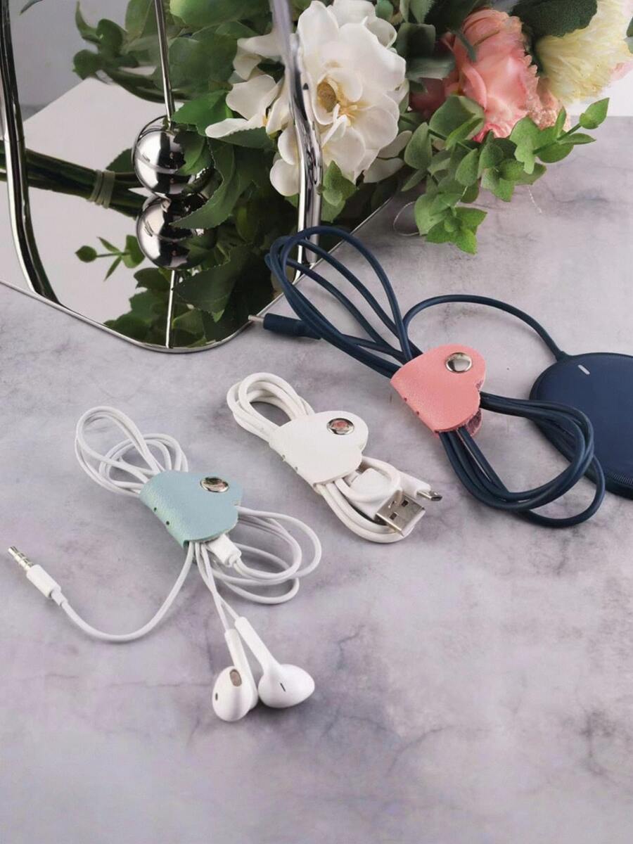 12 Pcs Cute Portable Mini Heart Shape Cable Winder For Headphone Wire ...