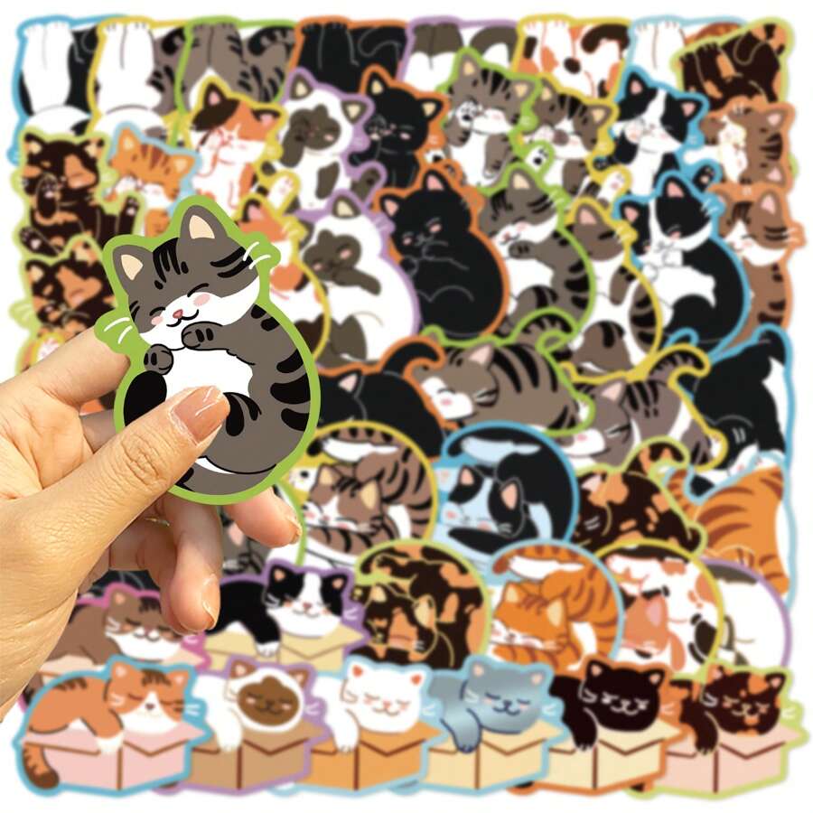 50Pcs/Pack Slouchy Cute Pet Cat Diy Creative Graffiti Stickers, Guitar ...