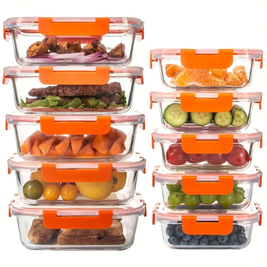 [Airtight Glass Containers] 10pcs Airtight Glass Food Storage ...