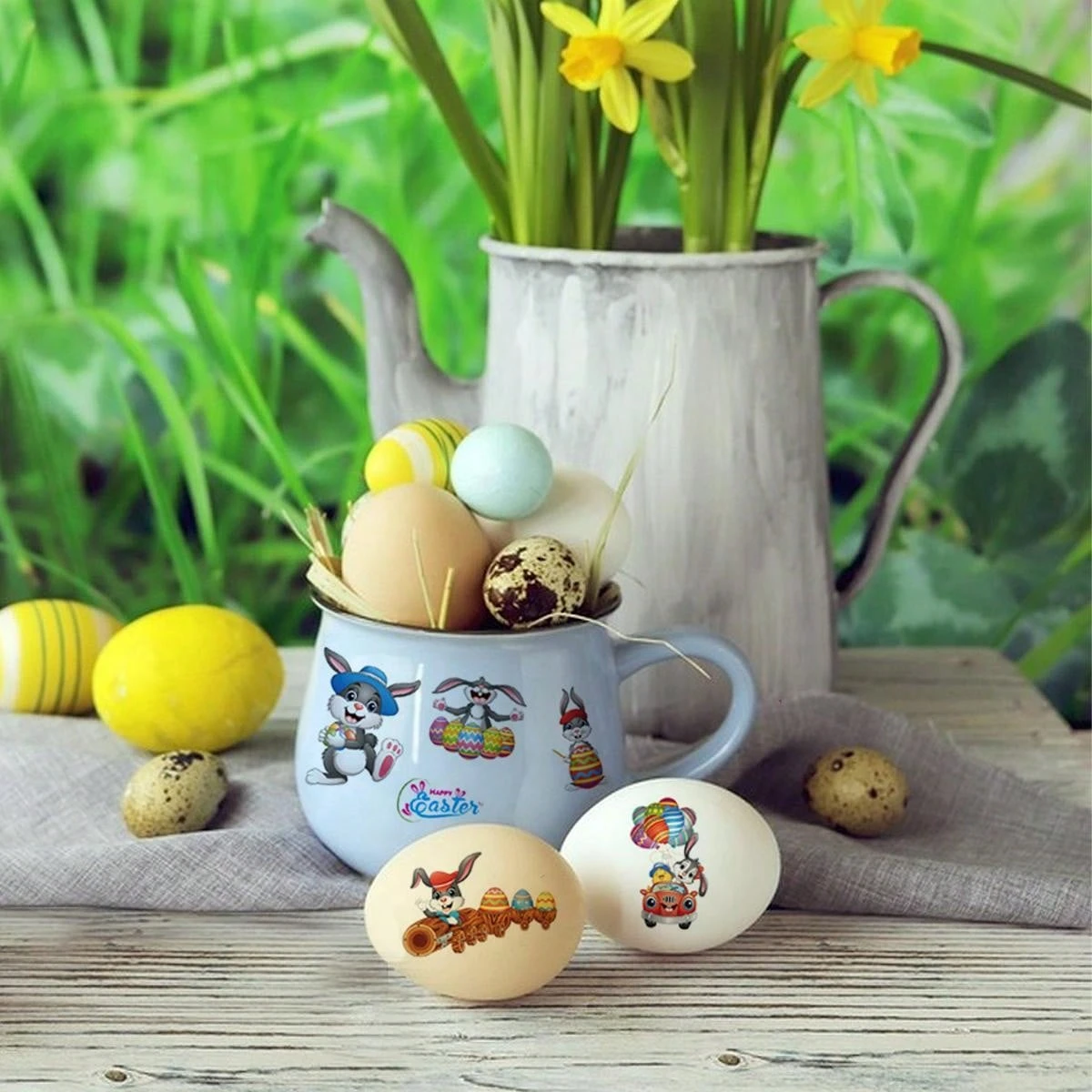 10 Sheets Easter Stickers Bunny Chicks Eggs Cartoon DIY Sticker Spring ...