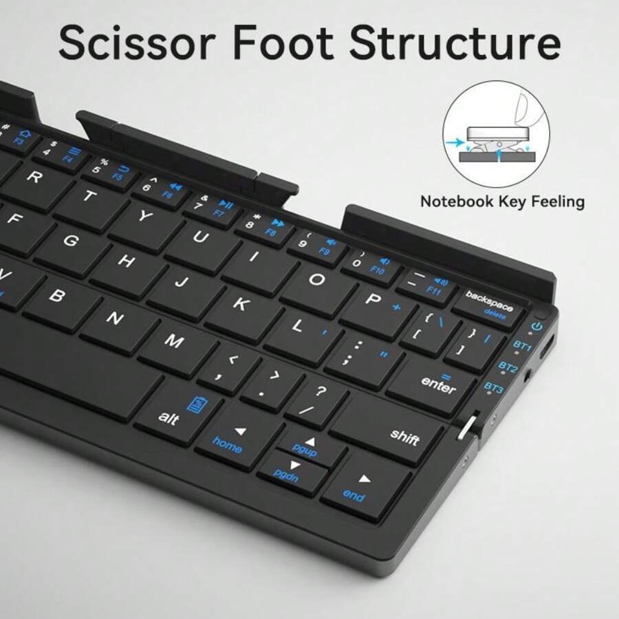 Charging Wireless Bluetooth-Compatible Keyboard, Foldable Keyboard With ...
