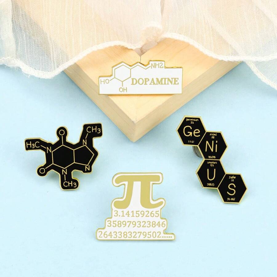 1pc Creative Math Chemistry Brooch Chemical Molecule Formula Lapel Pin ...