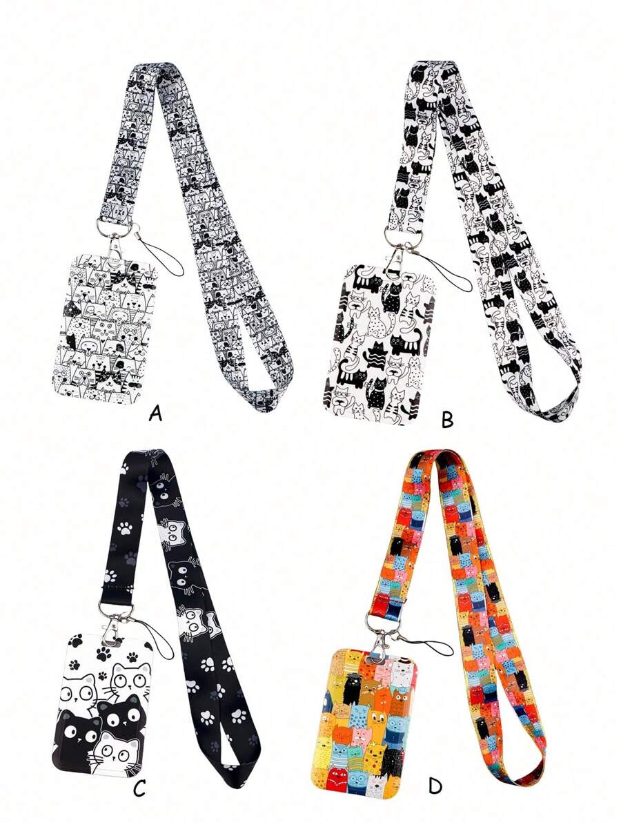 1pc Colorful Rainbow Print Cute Synthetic Fiber Lanyard For Work ID ...