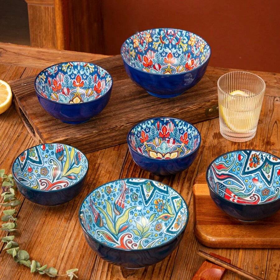 Bohemian Rice Bowl Home Creative Personality Ceramic Bowl High ...