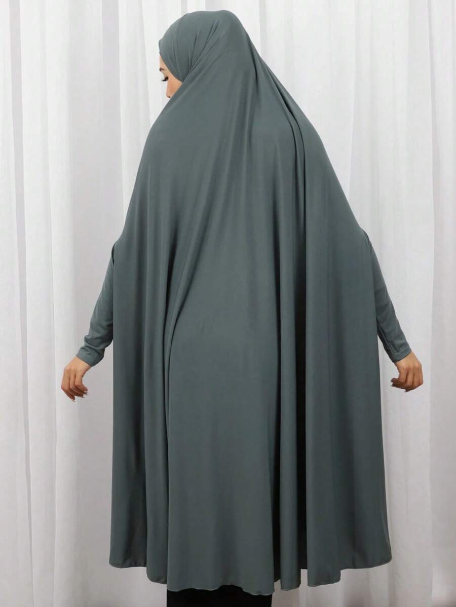 1pc Women's Muslim Prayer Robe, Abaya Khimar, Solid Color Casual ...