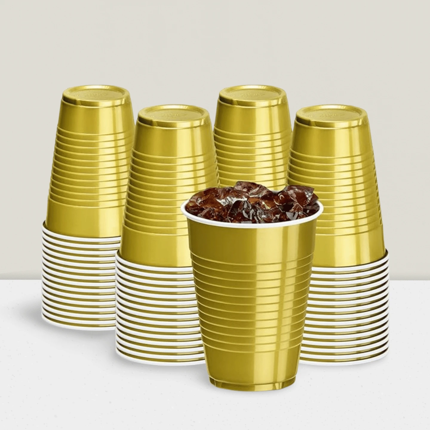 40Pcs 12oz Gold Plastic Cups – Disposable & Reusable Party Cups ...