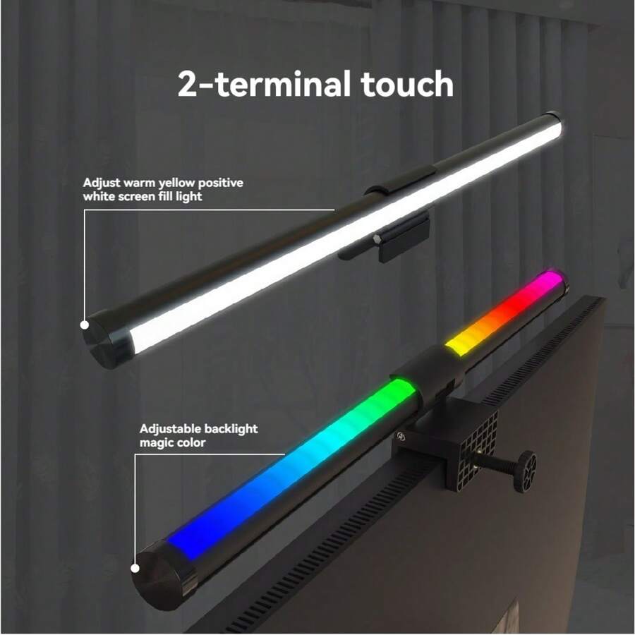 Simple RGB Monitor Light Bar, LED Dual Light Source Adjustable Cool Mix ...