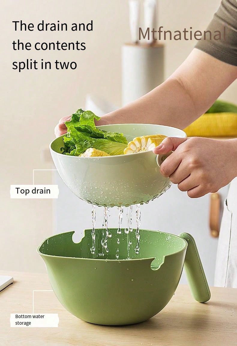 Home Use Single Hand Rotation Vegetable Basket, Dual Layer Fruit ...