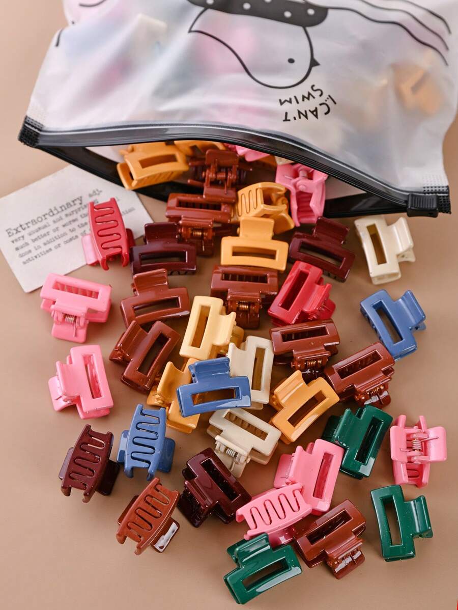 30pcs 2.5cm Square Hair Clips For Girls, Hair Claw Clips For Ponytail ...