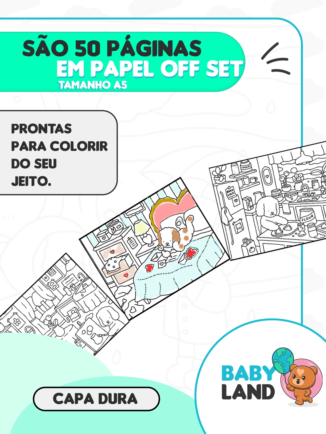 Bobbie Goods Coloring Book 50 Sheets 180 Gram Drawing Notebook Painting ...