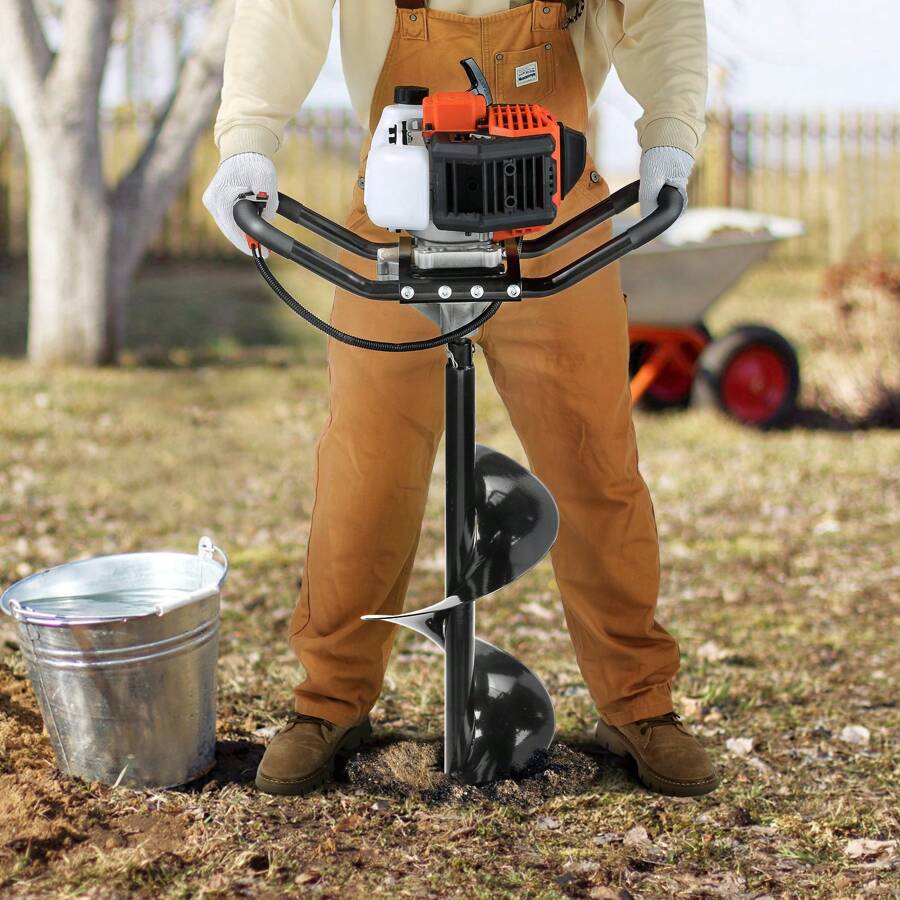 KFFKFF Post Hole Digger, Auger Post Hole Digger, Gas Powered Earth Digger With Earth Auger Drill ...