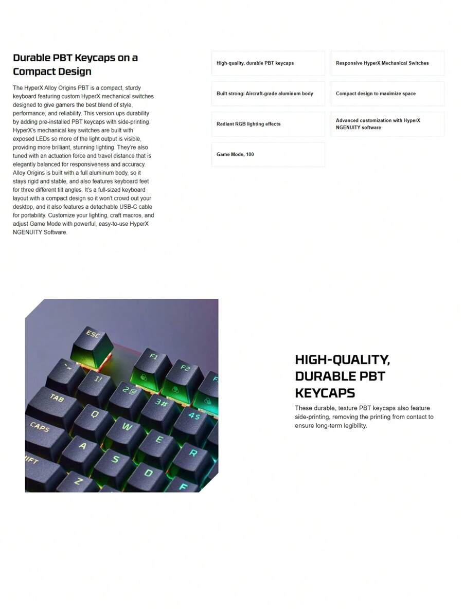 HyperX Original HyperX Alloy Origins 104 BPT Keys Mechanical Keyboard ...