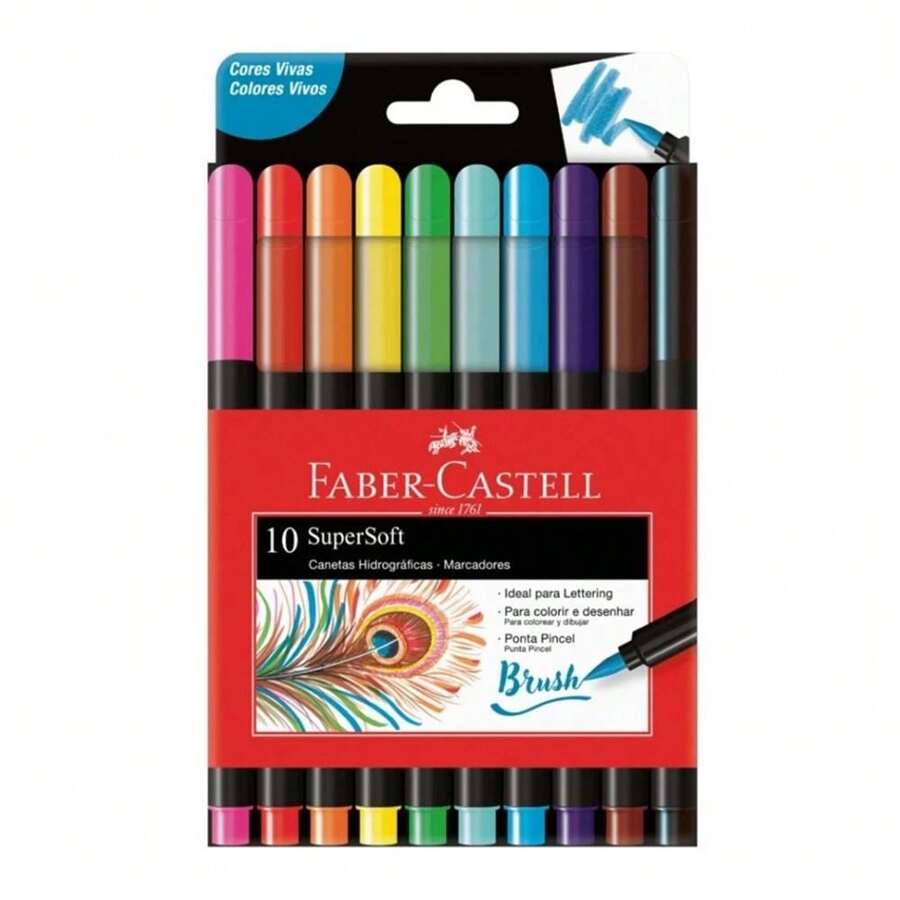 Faber-Castell Faber Castell 150710SOFT 10-Color Supersoft Brush Hid Pen ...