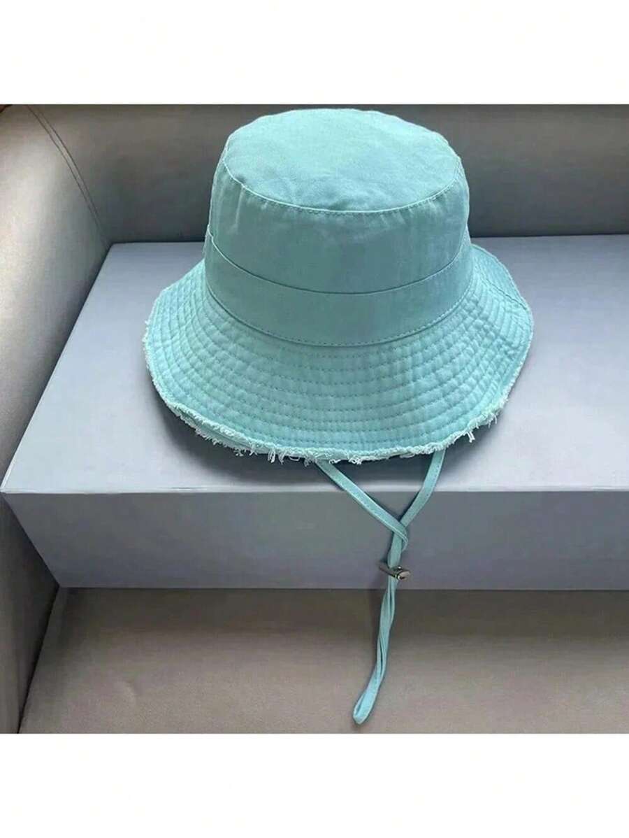 Fringed Brim Bucket Hat, Suitable For Outdoor Activities, Sun ...