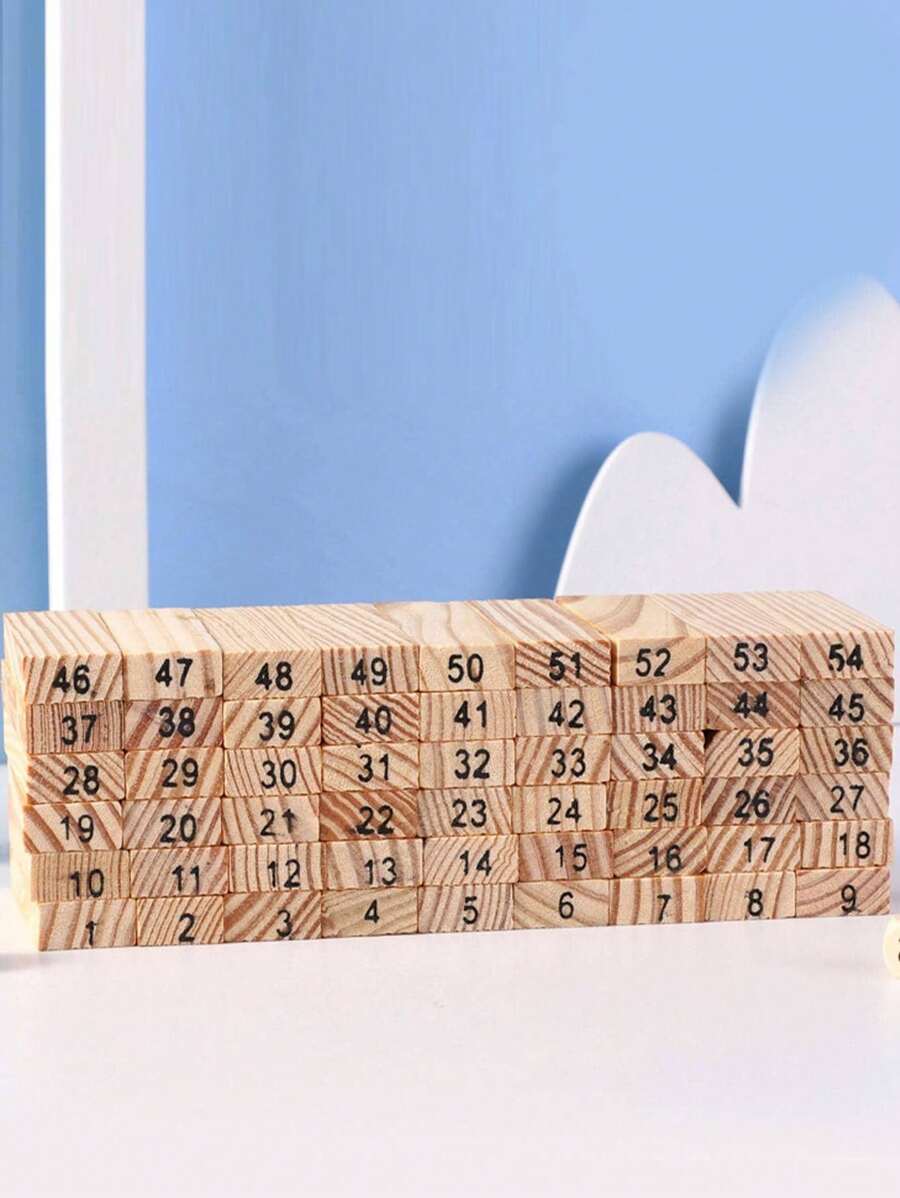 54pcs Solid Wood Jenga Solid Wood Jenga Interactive Building Blocks ...