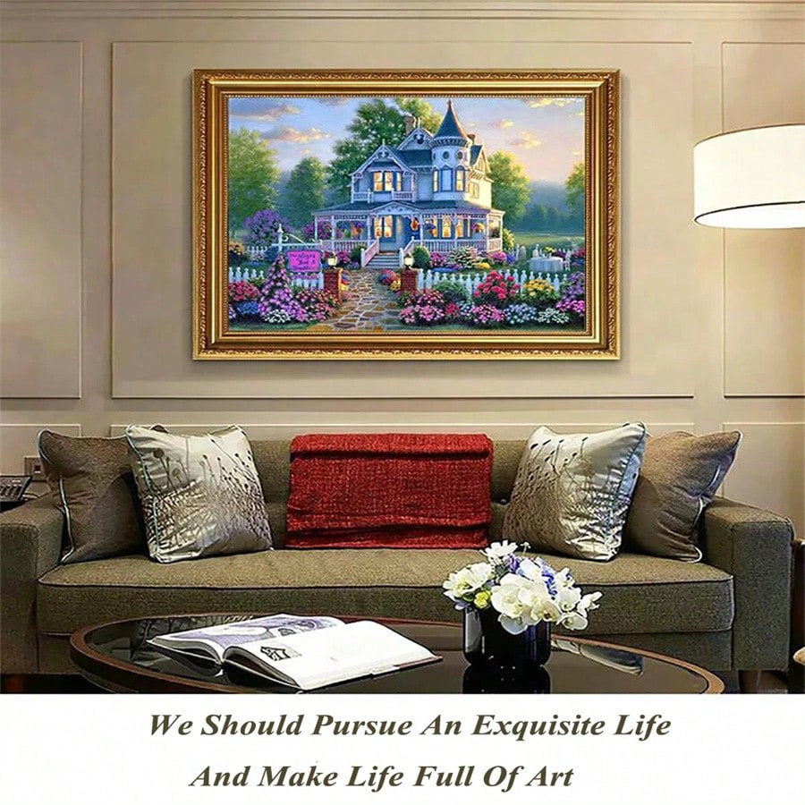 SNA 2025年新作 城の小屋の風景 建物の城 DIY クロスステッチ 11CT 刺繍キット クラフト 刺繍セット プリントキャンバス糸 ホームカントリーハウスヴィラ住居 ...