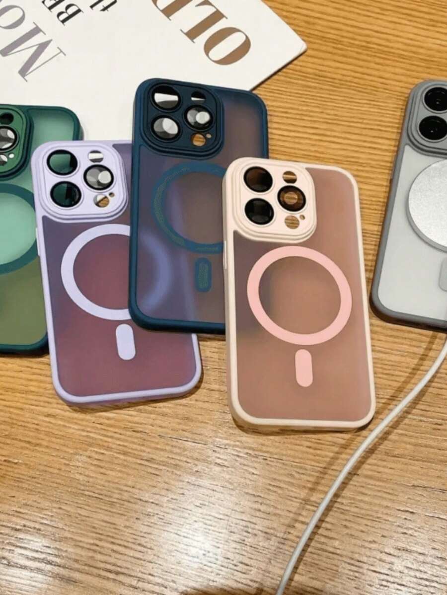 Capa Magnética Fosca Translúcida Para iPhone 16 15 14 13 12 11 Xr Pro Max Carga Sem Fio Magsafe ...