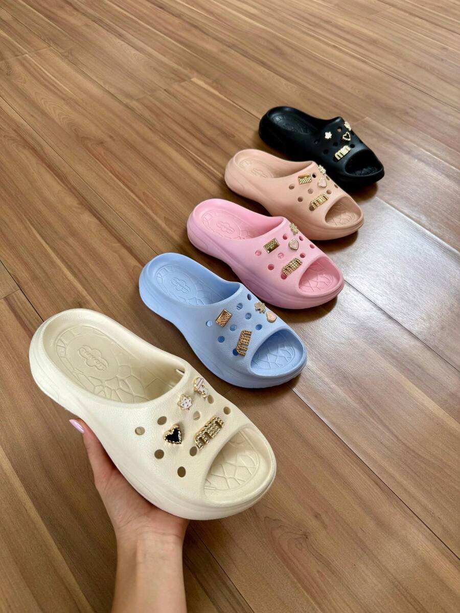 Sandalia Papete Feminina Crock EVA ortopetica bottons Strass chinelo ...