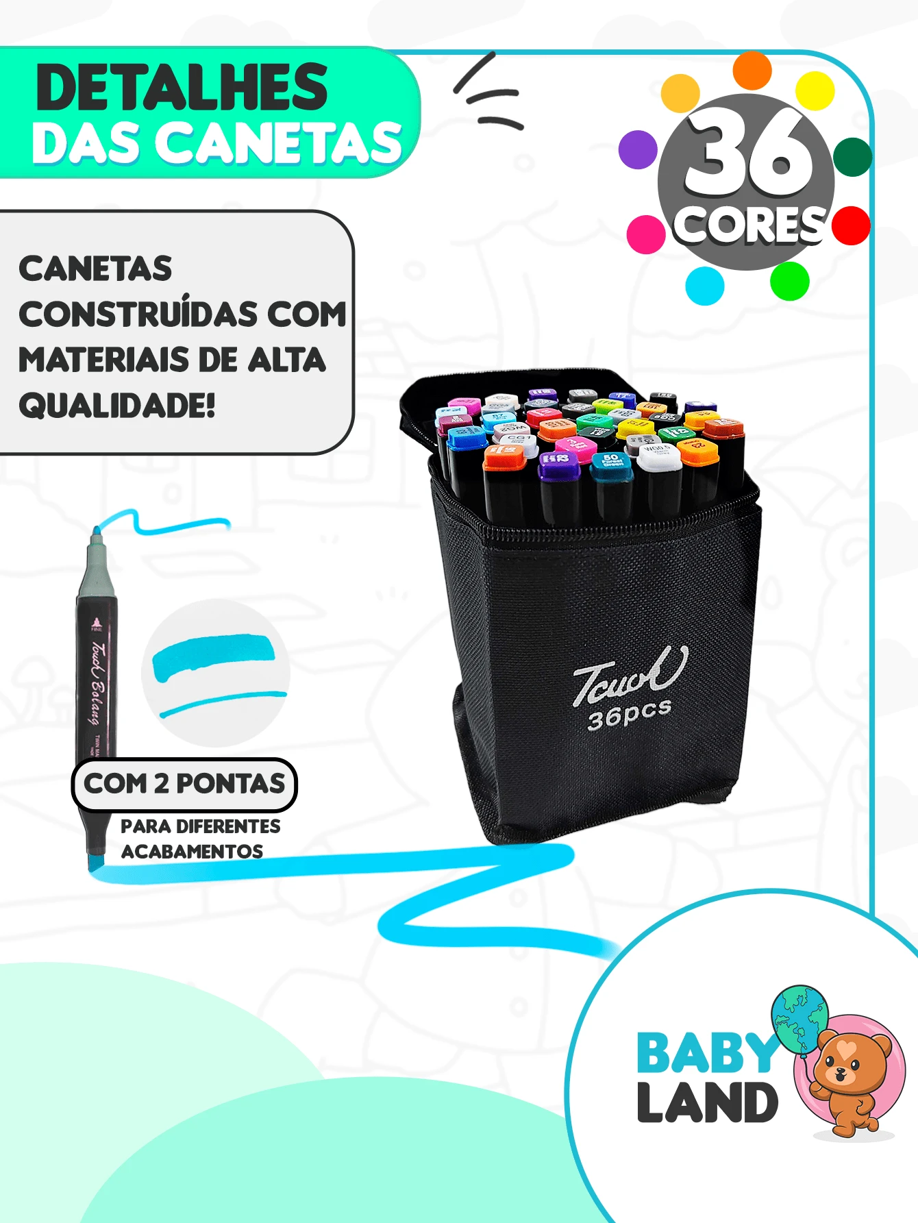 Bobbie Goods Coloring Book Kit With 36 Pens Original A5 Hard Cover 180g ...