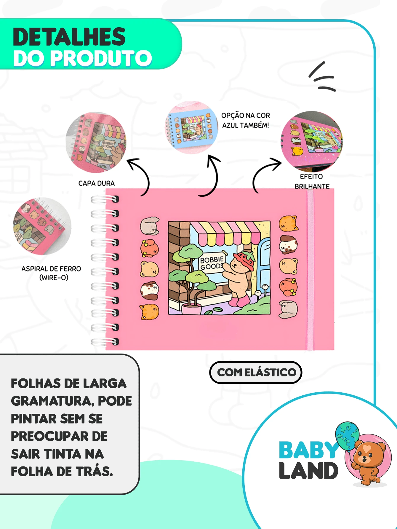 Bobbie Goods Coloring Book 50 Sheets 180 Gram Drawing Notebook Painting ...