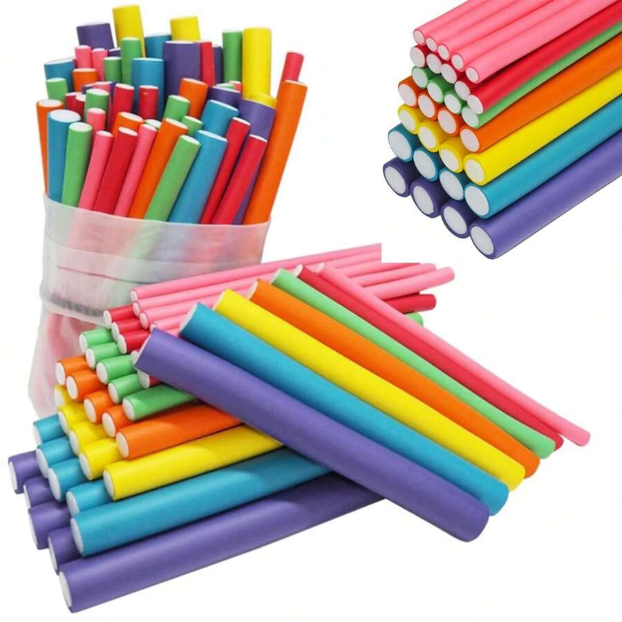10pcs Flexible Curling Rods Set, No Heat Foam Curler, Soft Foam No Heat ...